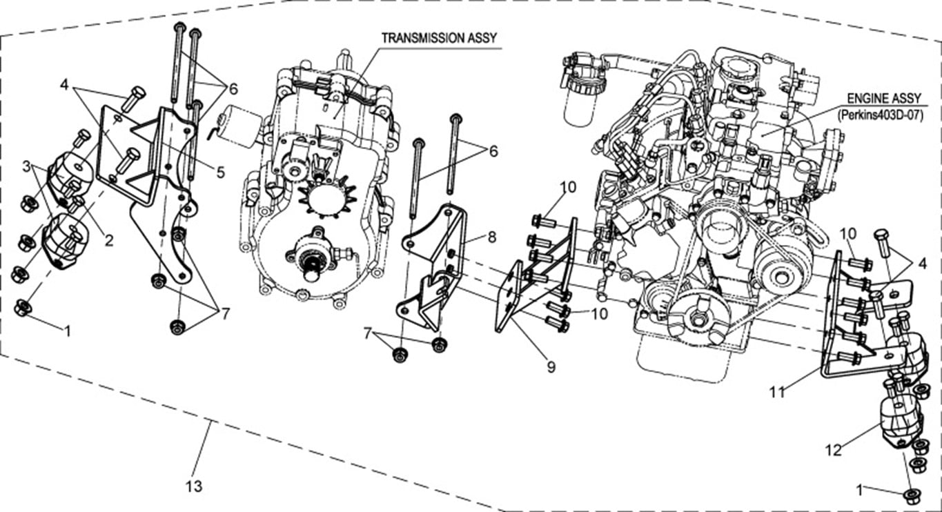 Engine&Transmission Mounting Parts Exploded View LINHAI_1_132_LH800U-2D ...